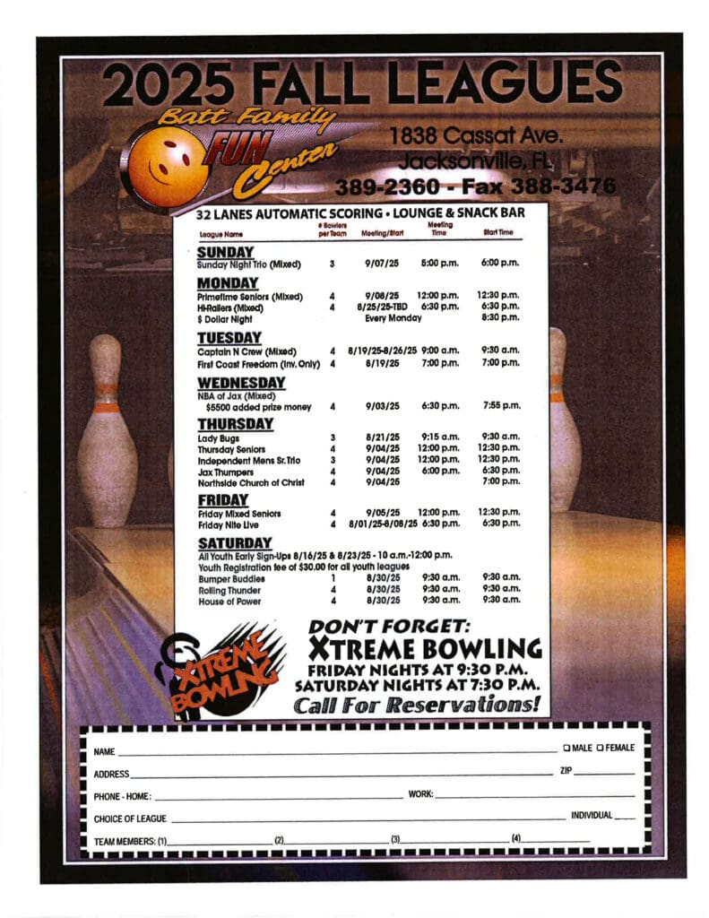 League Bowling | Batt Family Fun Center | Jacksonville FL